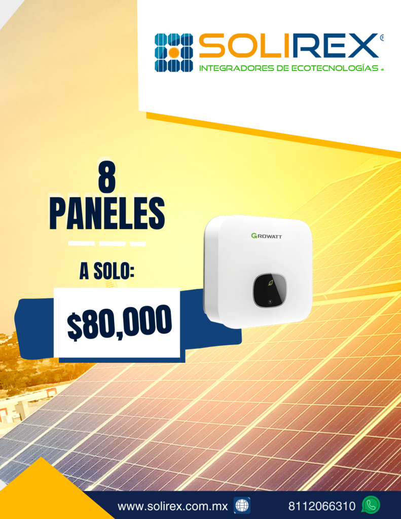 8 Paneles solares con inversor de 5KW ¡ya instalado! | solirex.com.mx